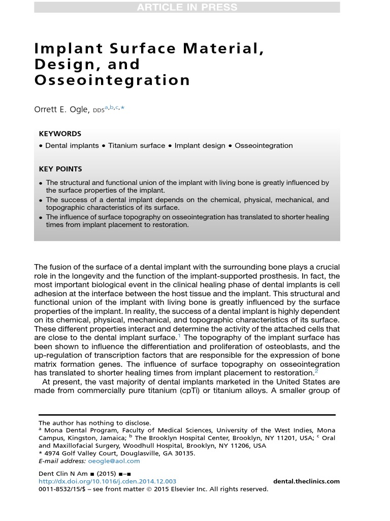 Dental Implant Material | PDF | Dental Implant | Zirconium