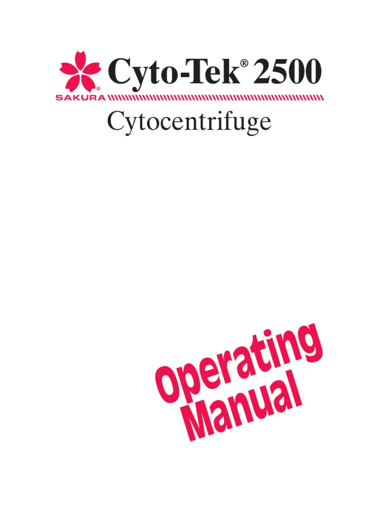 Operating Manual Cyto-Tek 2500 Cytocentrifuge (GB) | PDF | Centrifuge ...