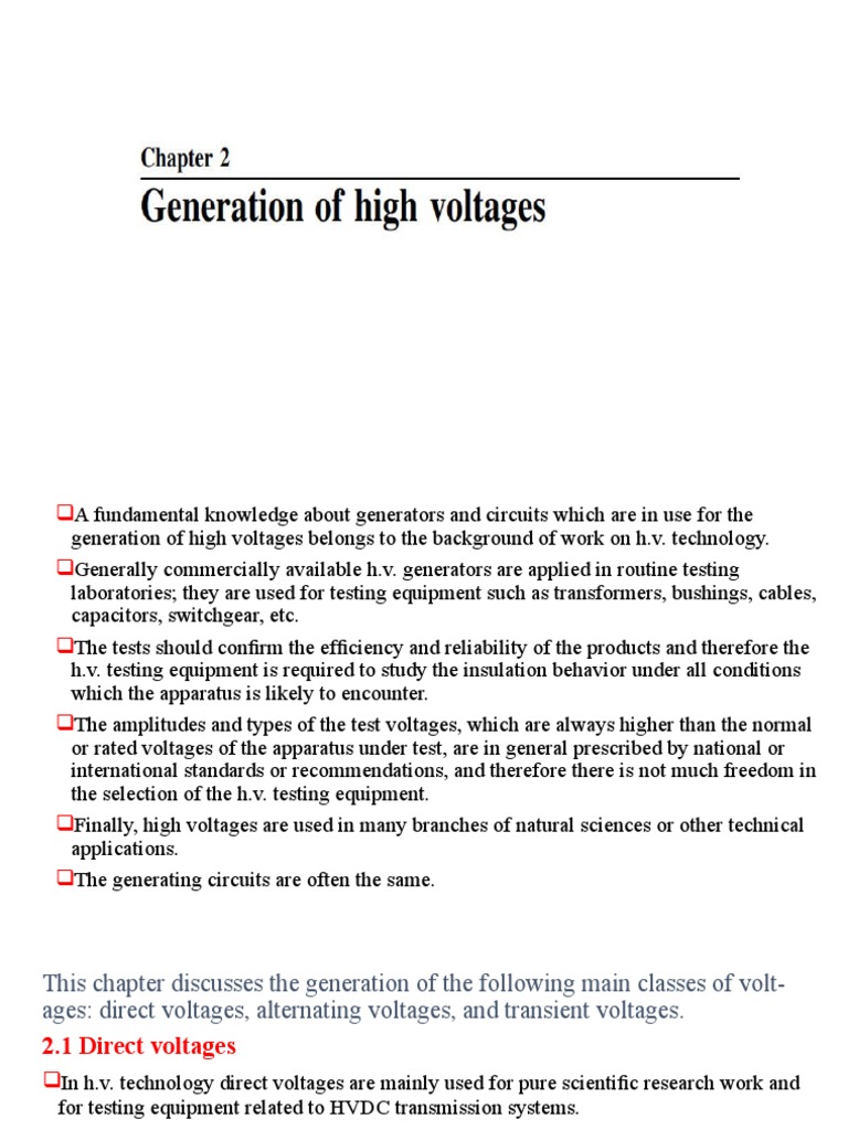 Chapter-2 Generation of High Voltage | PDF | Rectifier | Transformer