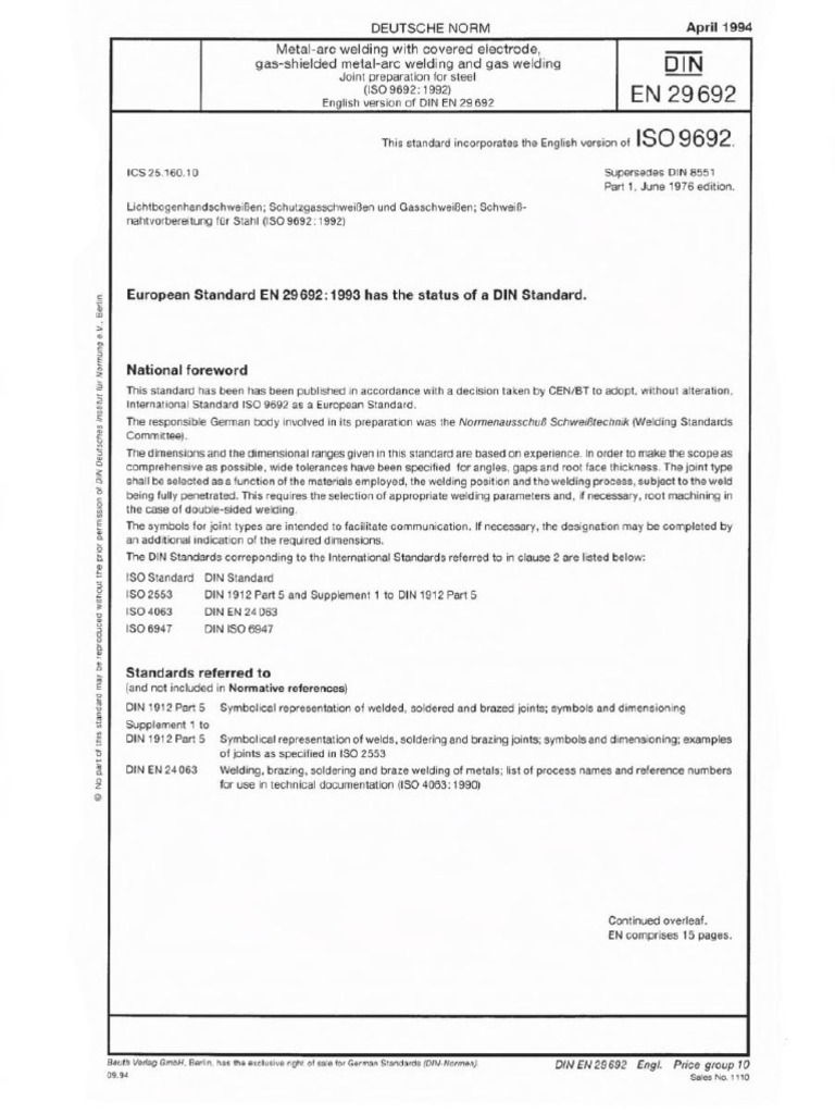 DIN en 29692 - Pregatire PT - Sudura | PDF