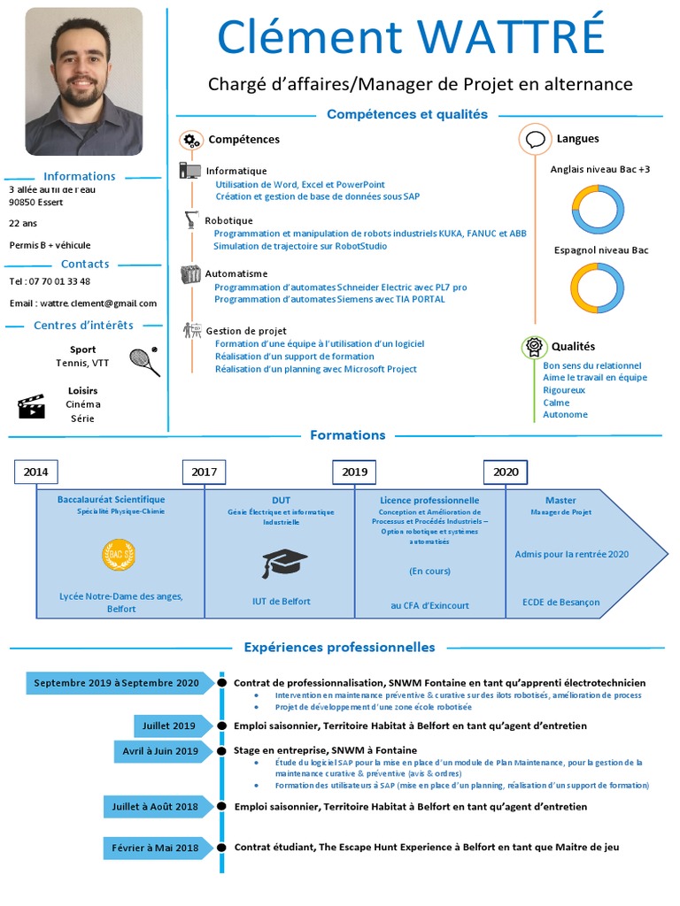 Clément Wattré CV | PDF | Robotique | Informatique