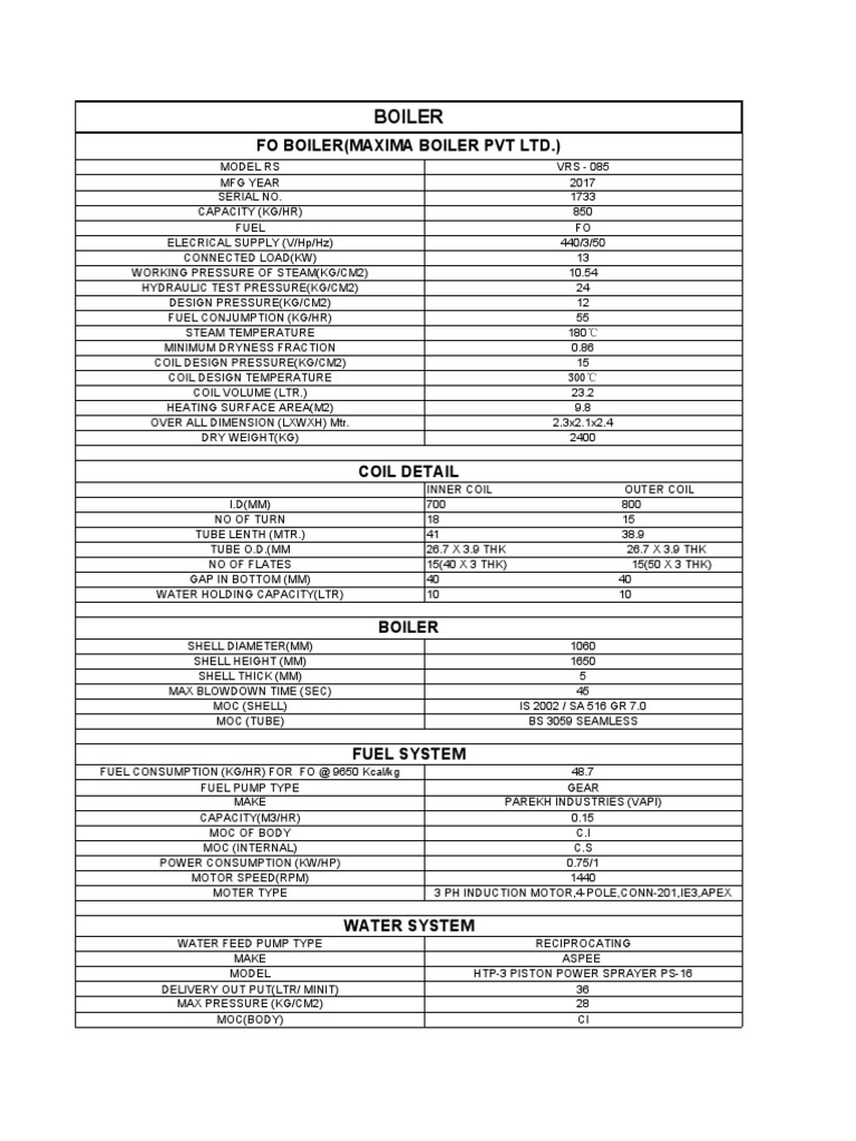 Utility Machine Technical Specification | PDF | Boiler | Heating ...