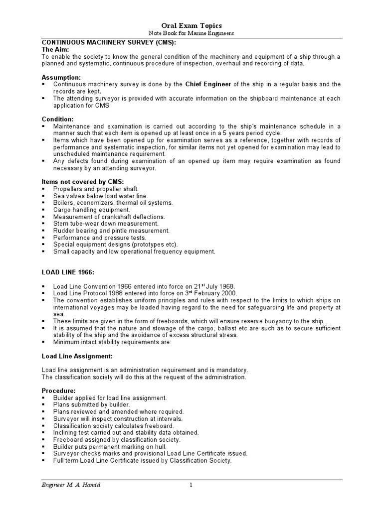 Continuous Machinery Surveys and Load Line Assignment: Procedures and ...