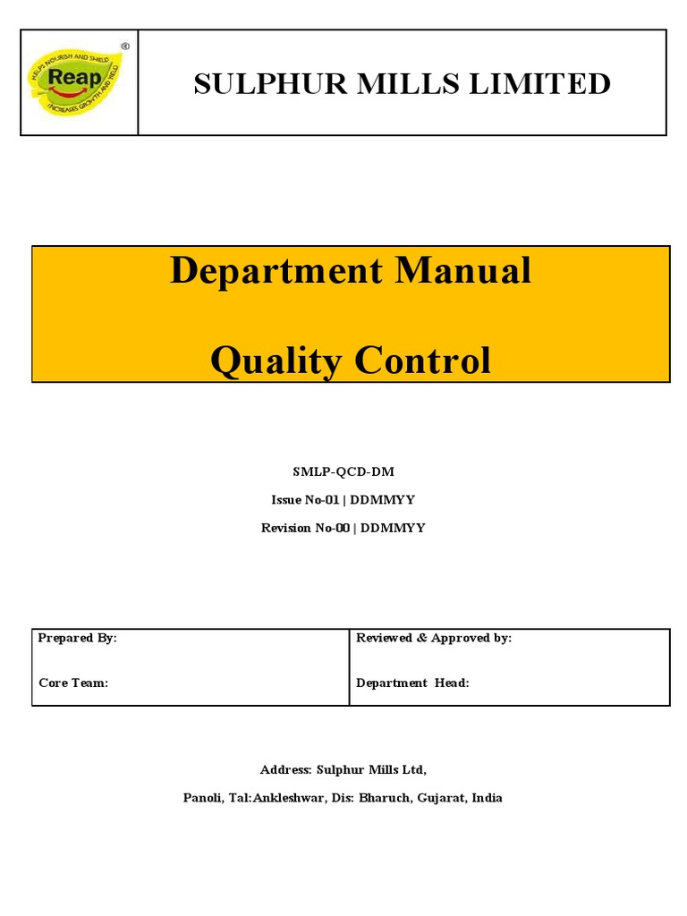 Quality Control Manual | PDF