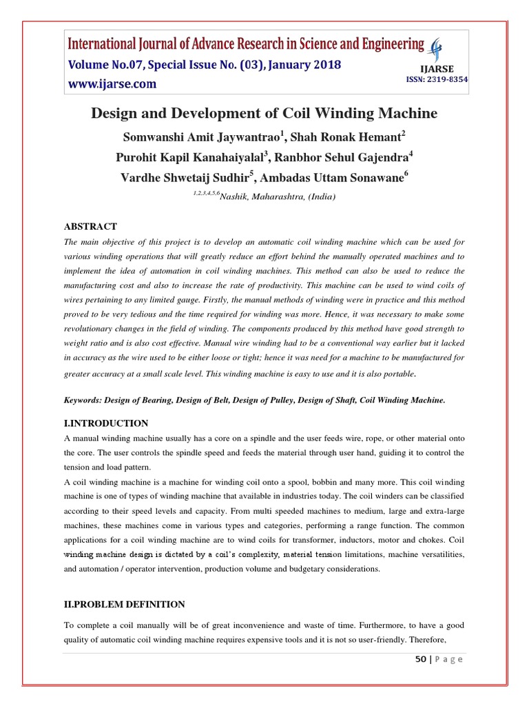 Design and Development of Coil Winding Machine | PDF | Belt (Mechanical ...