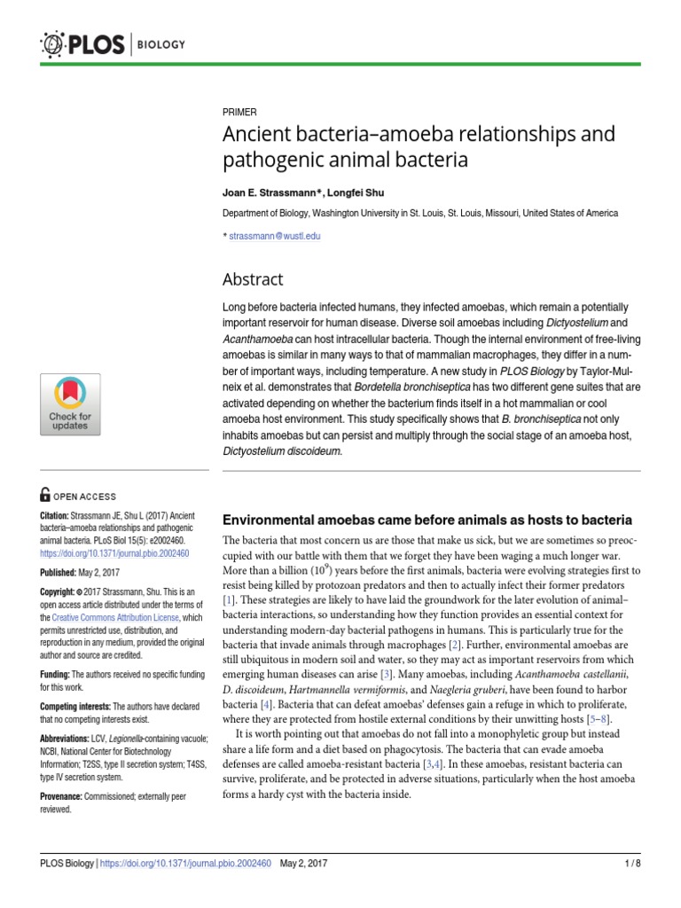 Ancient Bacteria-Amoeba Relationships and Pathogen | PDF | Secretion ...