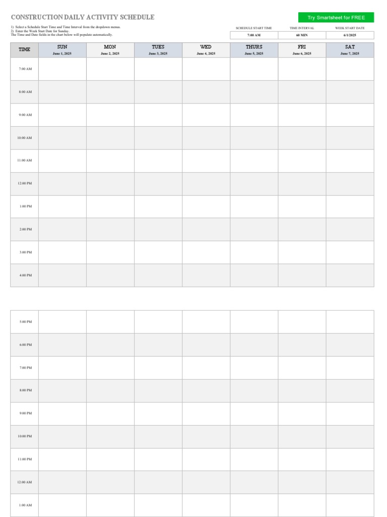Construction Daily Activity Schedule | PDF | Home & Garden