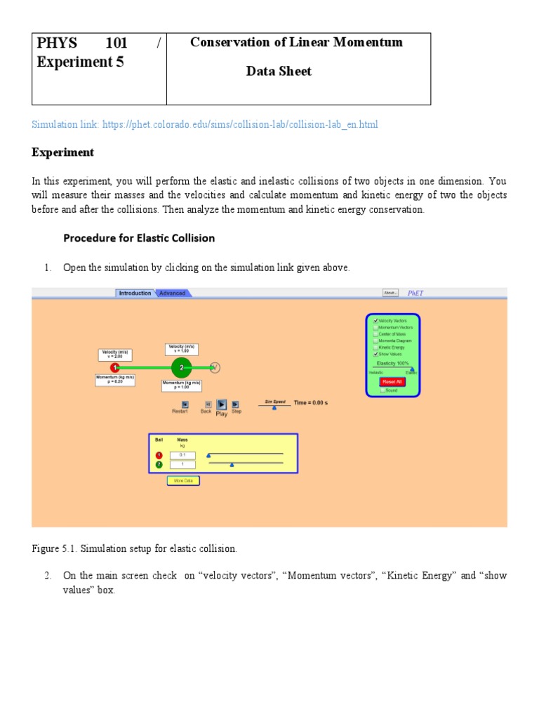 Simulation of Elastic and Inelastic Collisions: Analyzing Momentum and ...