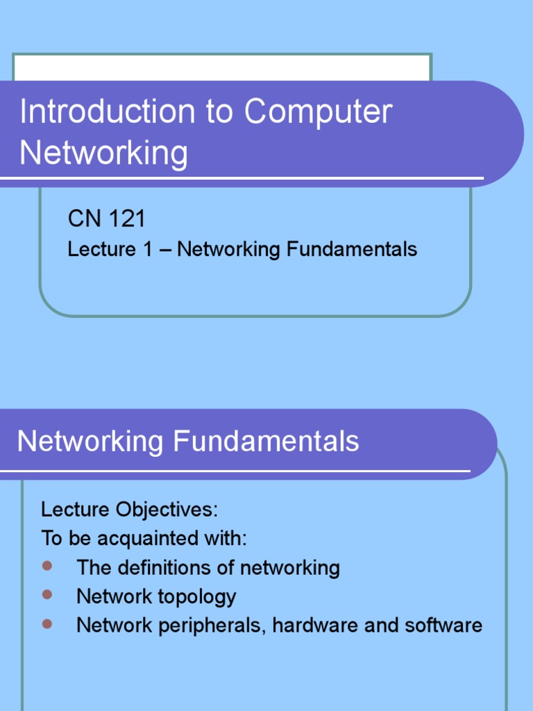 1 Introduction To Computer Networking Lecture 1 Pdf Network