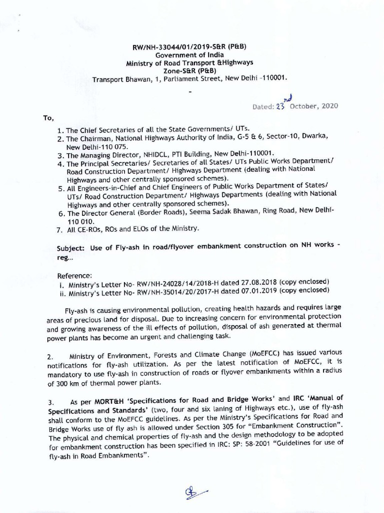 Use of Fly Ash in Road Flyover Embankment Construction On NH Works Reg ...