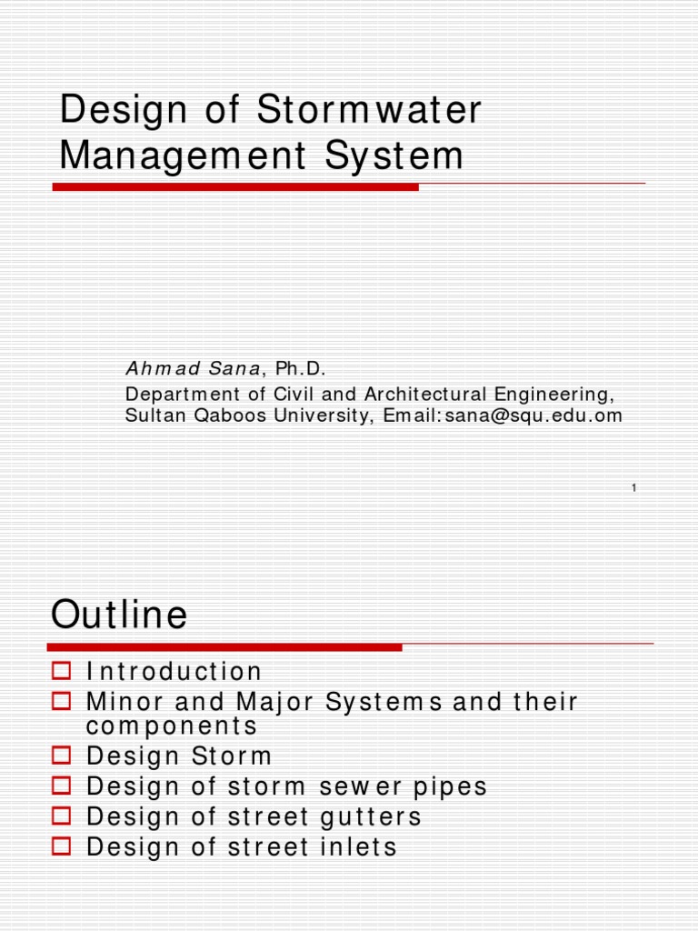 Lec Design Storm Network Part1 | PDF | Surface Runoff | Stormwater