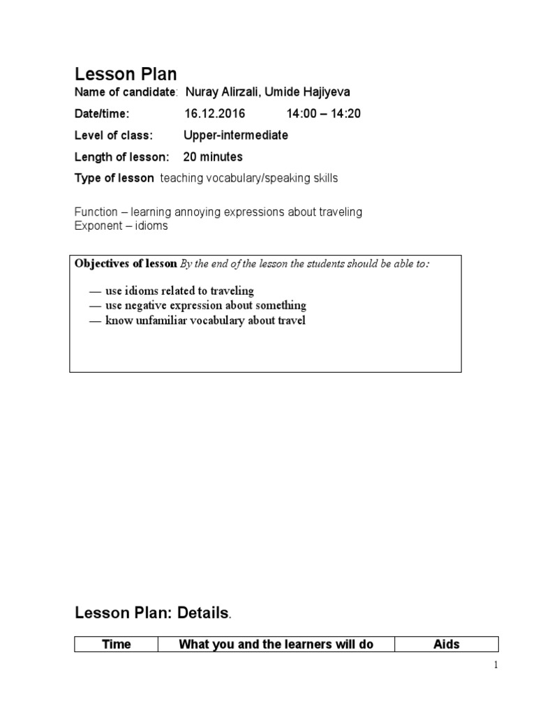 EDi Lesson Plan Zarema | PDF