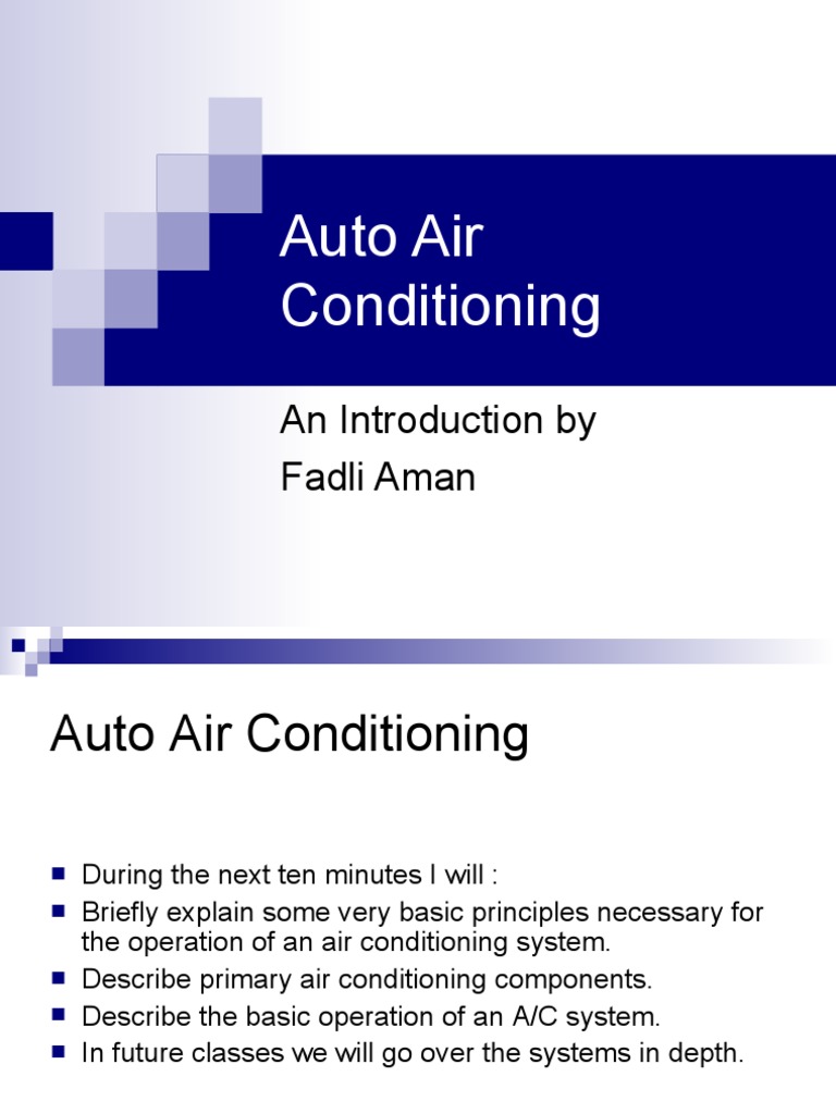 Auto Air Conditioning: An Introduction by Fadli Aman | PDF | Air Conditioning | Continuum Mechanics