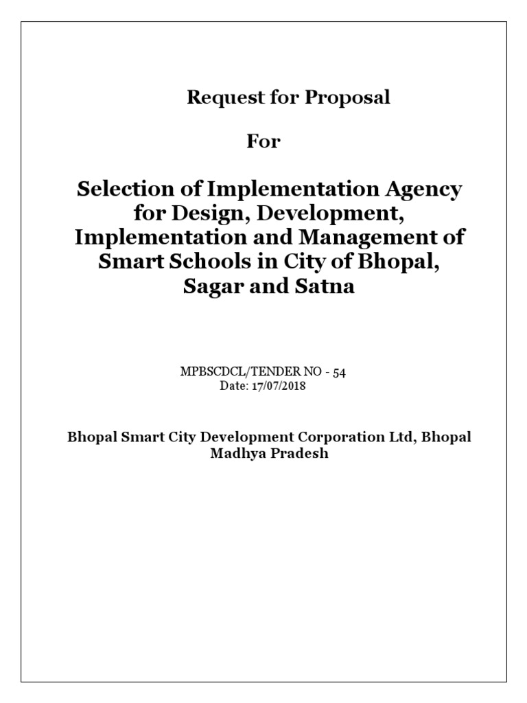 Smart Schools in City of Bhopal Smart City Development Corporation | PDF | Request For Proposal ...