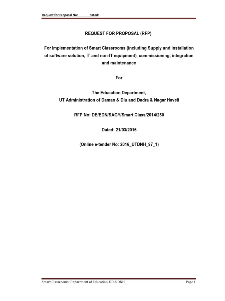 Smart Classrooms RFP for DNH Education | PDF | Request For Proposal ...