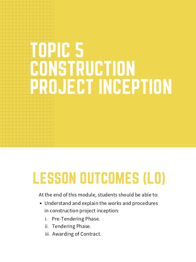 Topic 5 Construction Project Inception | PDF | Architect | Design