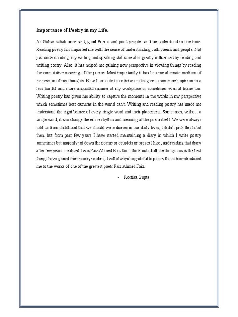 Importance of Poetry | PDF