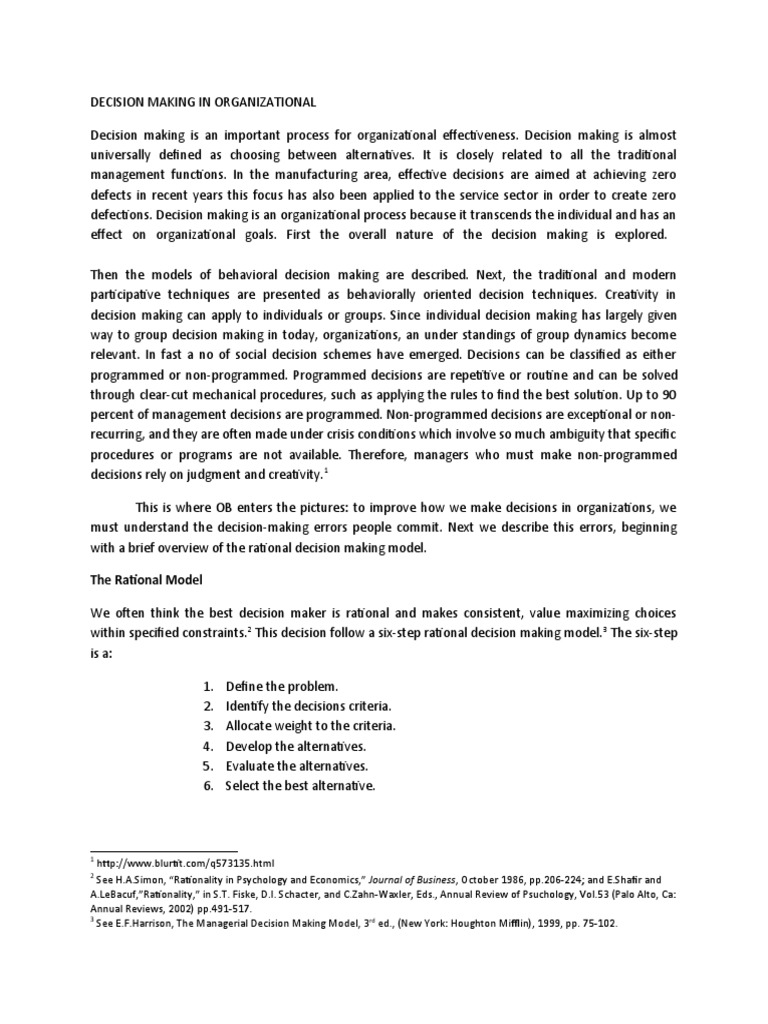 Decision making-OB | PDF | Decision Making | Rationality