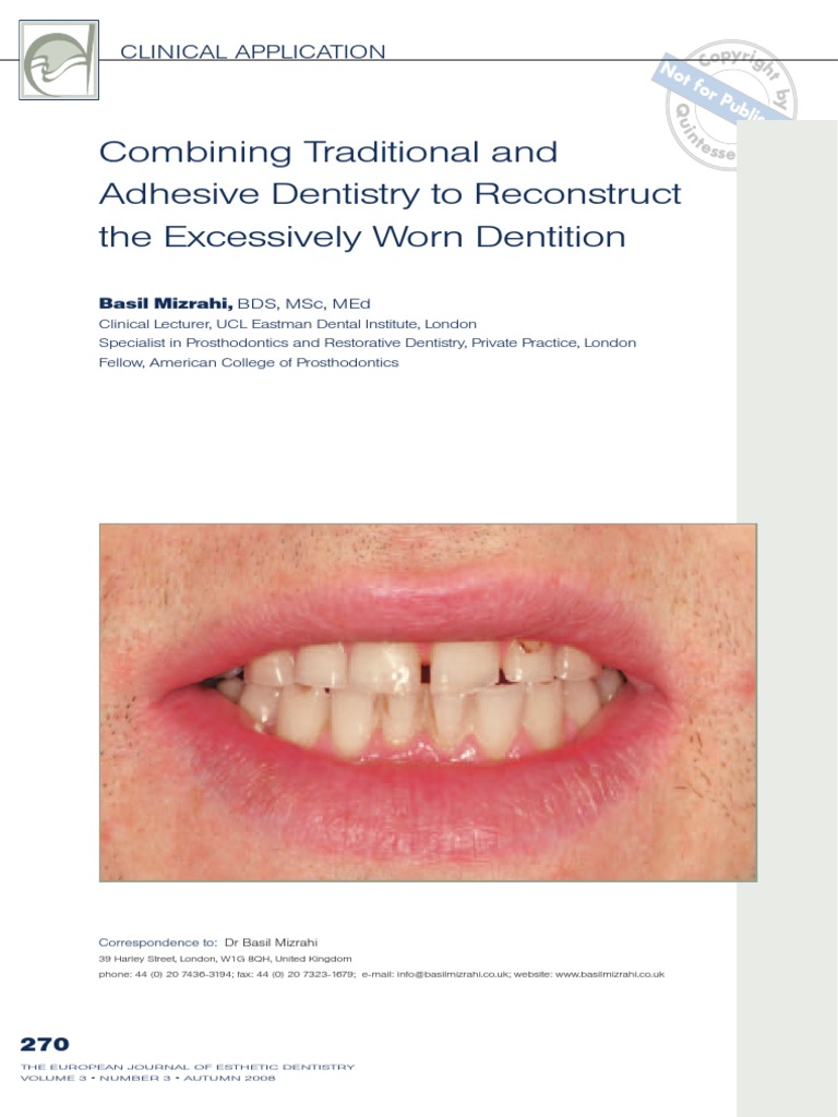 Combining Traditional and Adhesive Dentistry To Reconstruct The ...