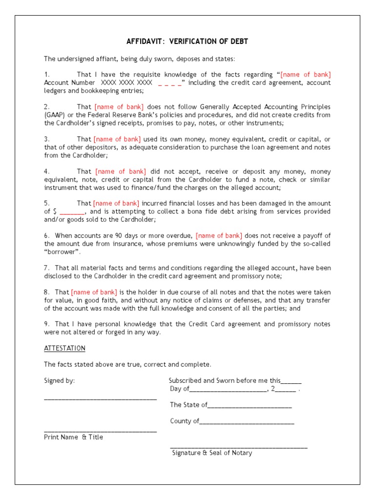 Affidavit - Credit Card Debt | PDF | Credit Card | Banks