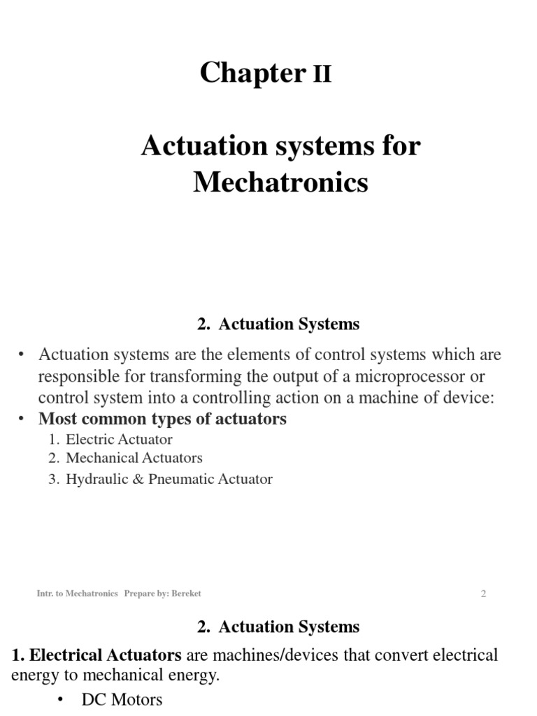 Actuation Systems For Mechatronics | PDF | Electric Motor | Actuator