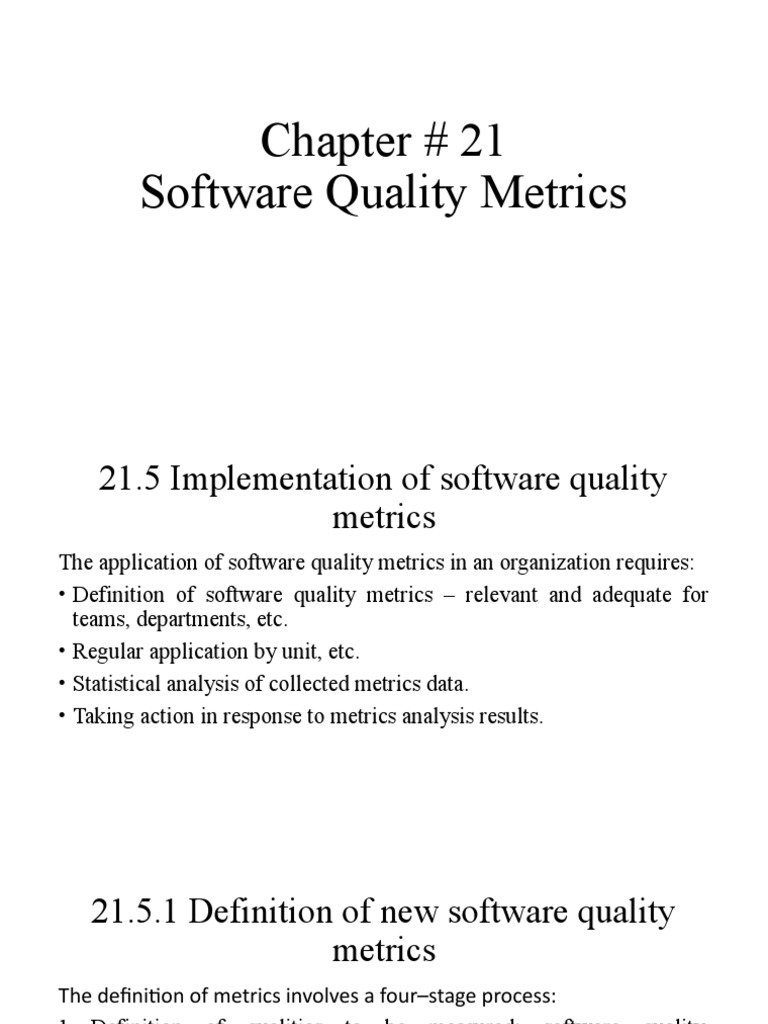 Chapter # 21 Software Quality Metrics | PDF | Software Quality | Statistics