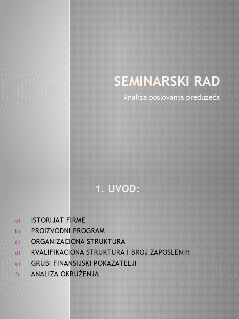 Struktura Seminarskog Rada | PDF