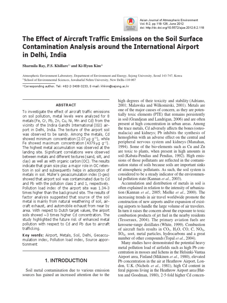 The Effect of Aircraft Traffic Emissions On The Soil Surface ...