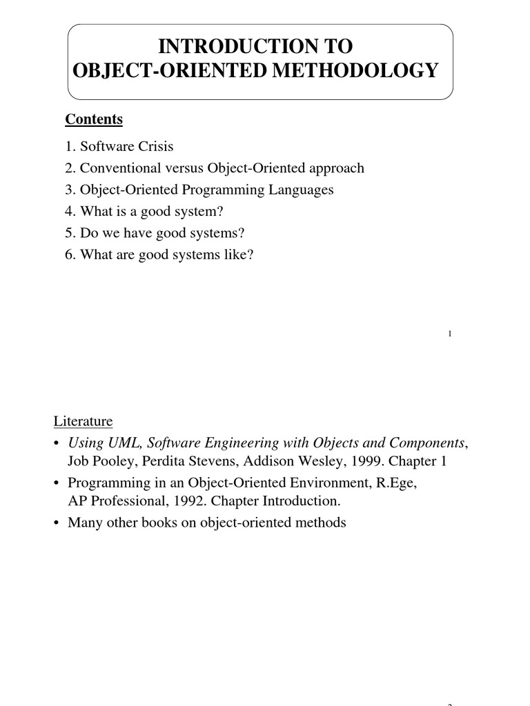 Introduction To Object Oriented Methodology Pdf Object Computer Science Class Computer