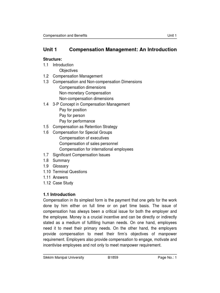 Compensation Management Introduction | PDF | Compensation And Benefits ...