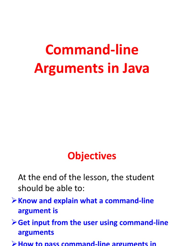 Command Line Arguments in Java Tutorial | PDF | Command Line Interface | Parameter (Computer ...