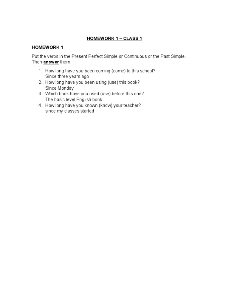 Class 1 - Homework | PDF