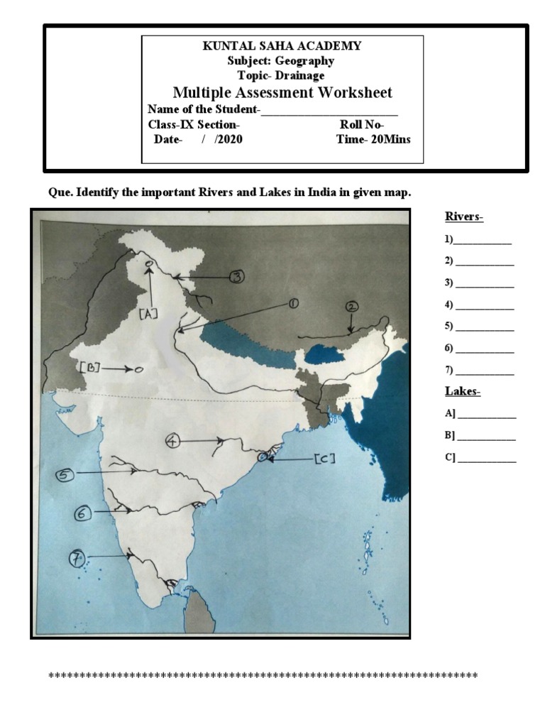 Map Of India Worksheet