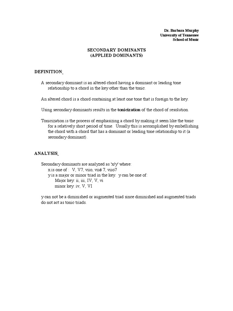 Music Theory: Secondary Dominants | PDF | Art
