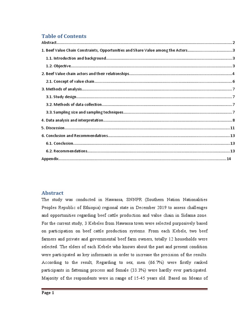 BEEF VALUE CHAIN Assignment | PDF | Meat | Value Chain