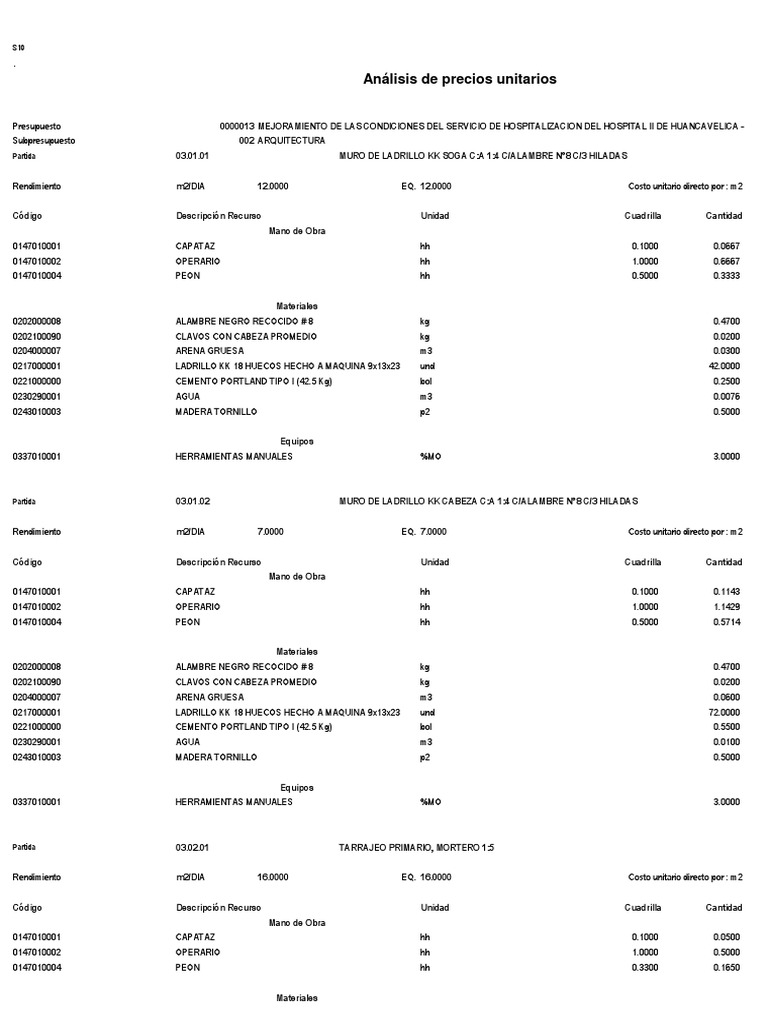 Ejemplo de Apus PDF | PDF | Hormigón | Cemento