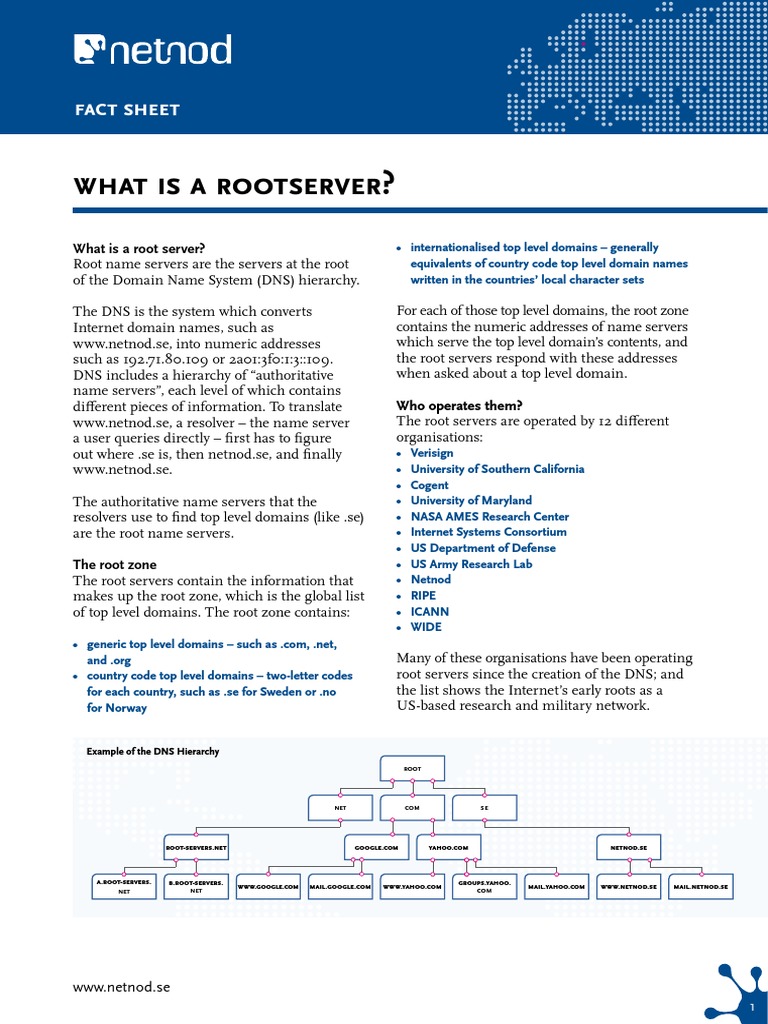 What Is A Rootserver?: Fact Sheet | PDF | Domain Name System | Domain Name