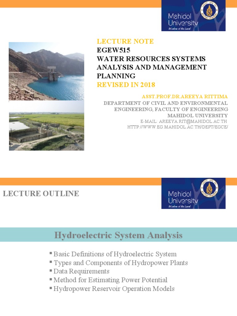 Lecture Note: EGEW515 Water Resources Systems Analysis and Management ...