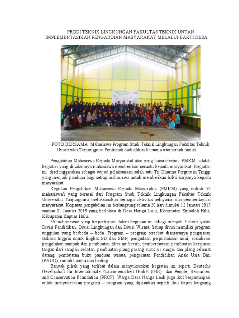 Pers Rilis PMKM Teknik Lingkungan Untan Fix | PDF