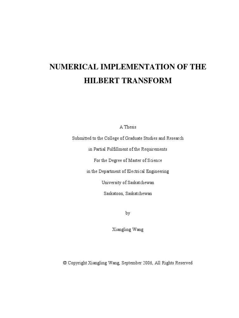 Numerical Implementation of The Hilbert Transform - XianglingWang ...