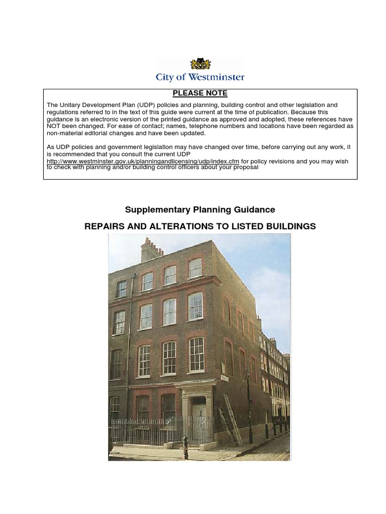 Listed Building Repairs Guidance Westminster | PDF | Mortar (Masonry ...