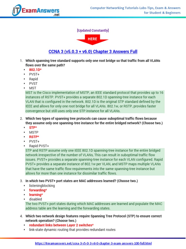 CCNA 3 (v5.0.3 + v6.0) Chapter 3 Answers Full PDF | PDF | Network Switch | Physical Layer Protocols