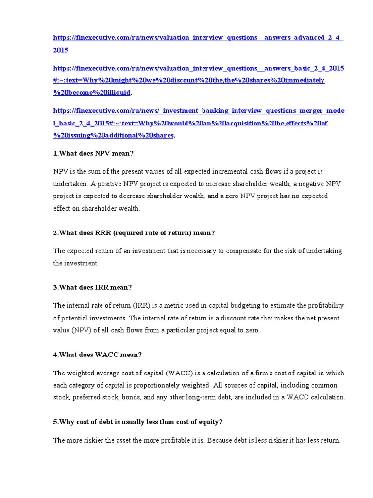 SOF Questions - With - Answers | PDF | Discounted Cash Flow | Valuation ...