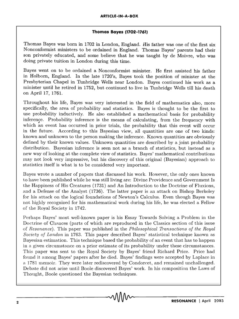 Bayes Theorem | PDF | Bayesian Inference | Statistical Inference