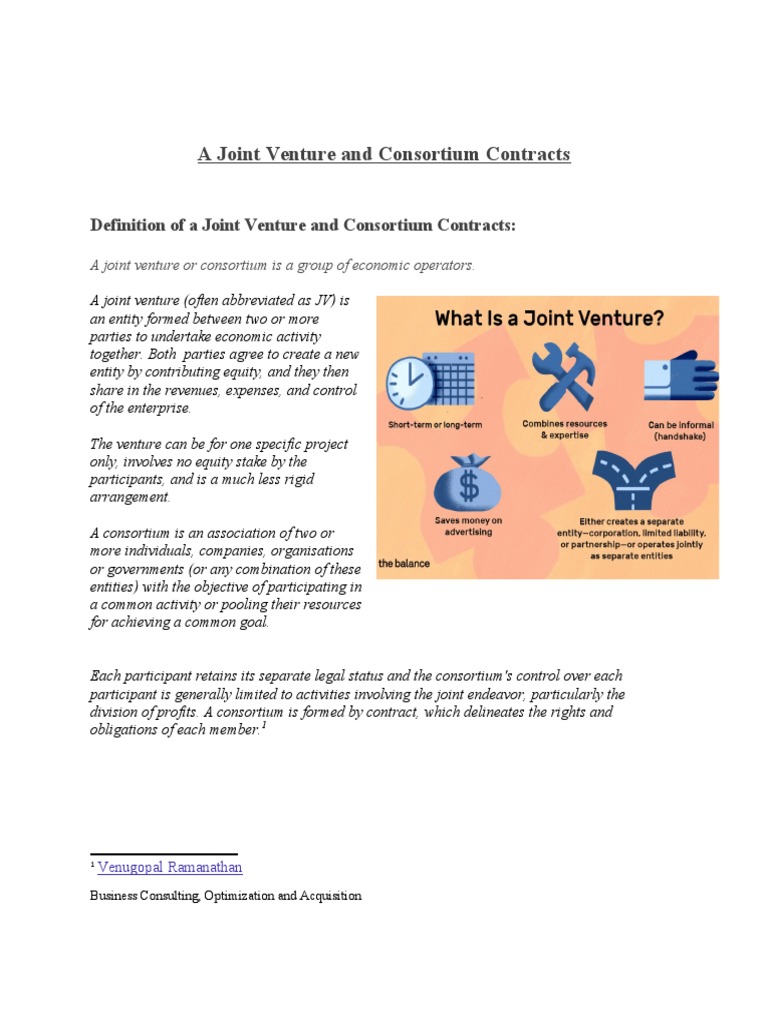 A Joint Venture and Consortium Contracts | PDF | Joint Venture | Profit ...