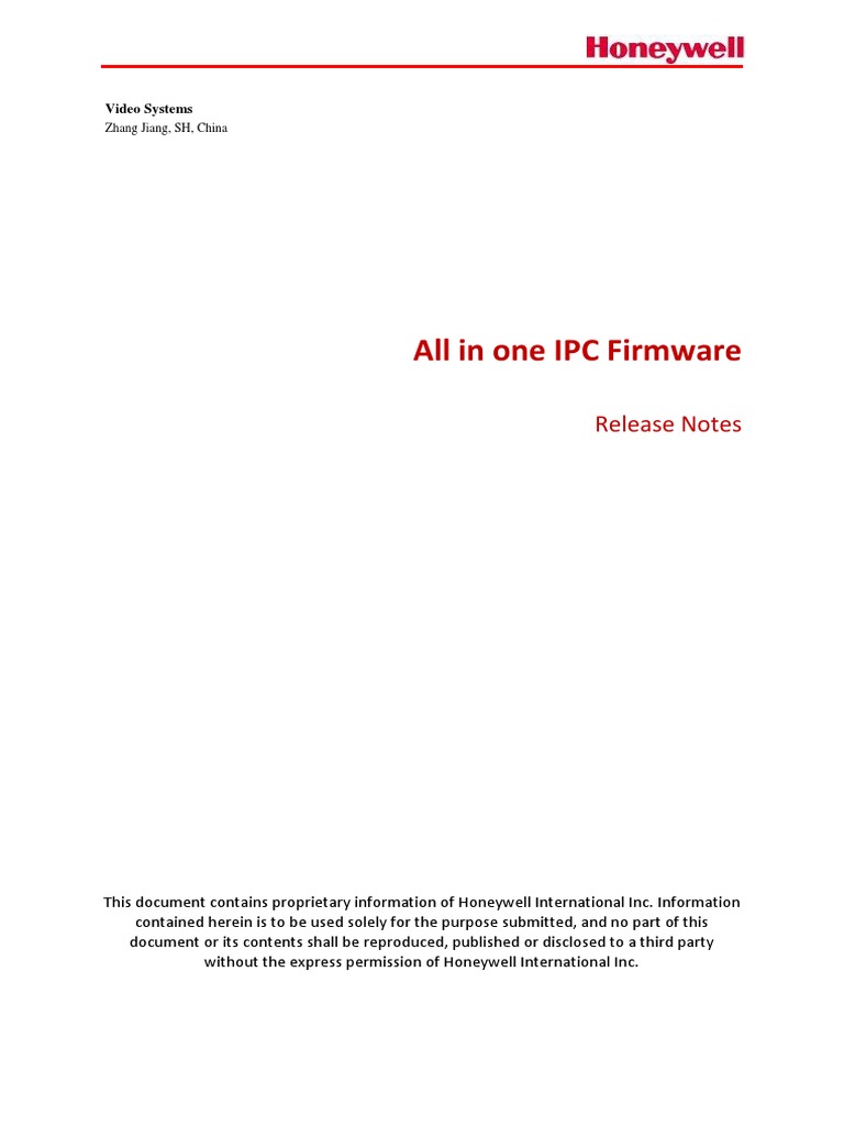 Honeywell IPC Firmware Release Notes | PDF | Computer Mediated ...