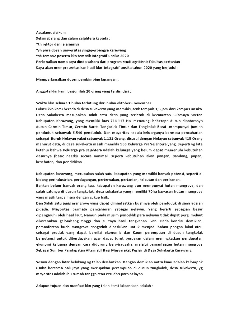 Script Presentasi KKN | PDF | Ilmu Sosial