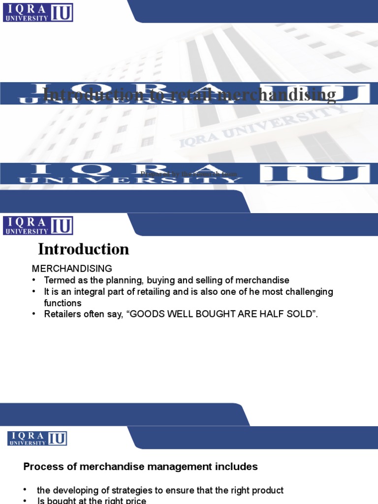 Introduction To Retail Merchandising: Prepared by The Research Team ...