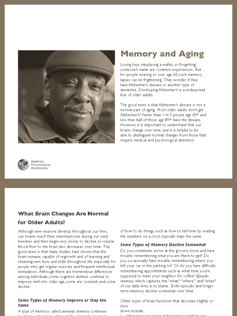 Memory and Aging | PDF | Alzheimer's Disease | Memory