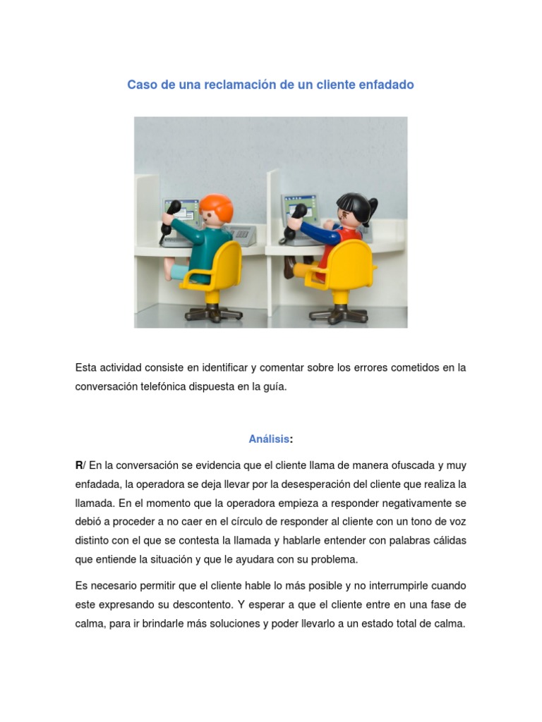 Caso de Una Reclamación de Un Cliente Enfadado | PDF | Cliente | Science